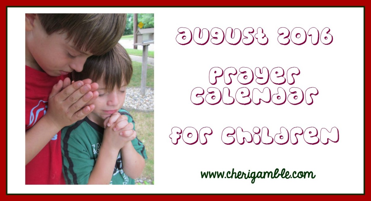 August 2016 Prayer Calendar – Cheri Gamble