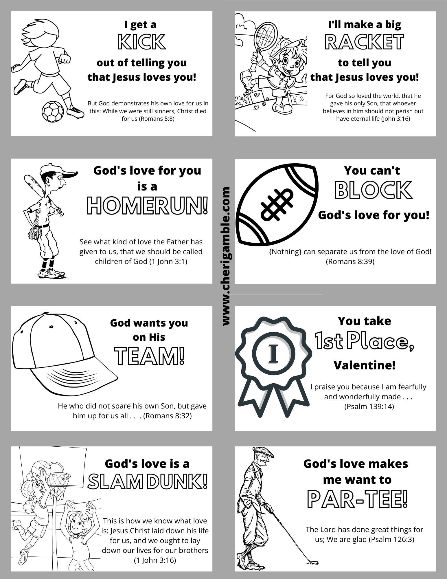 Sports Themed Valentines with Bible Verses – Cheri Gamble