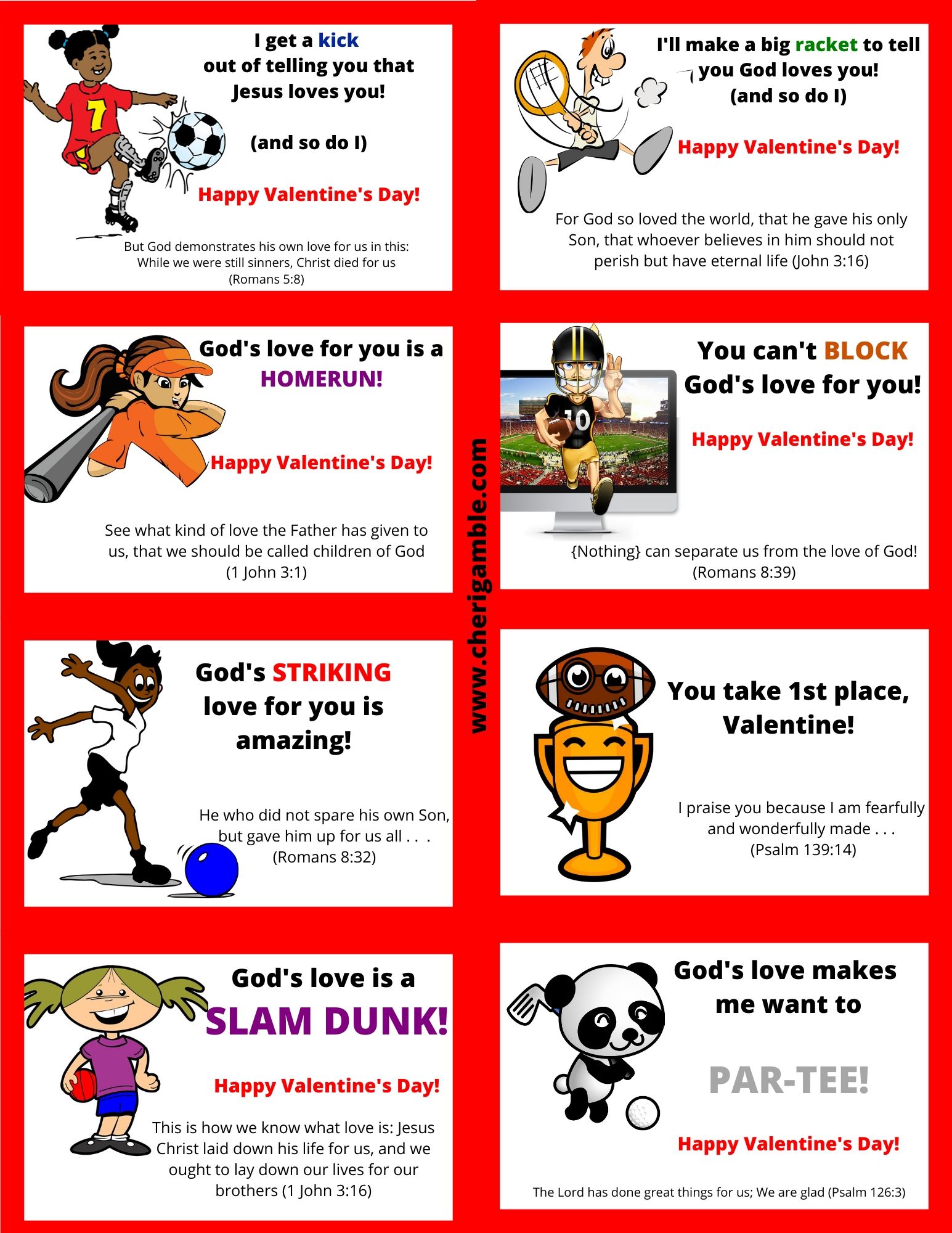 Sports Themed Valentines with Bible Verses – Cheri Gamble