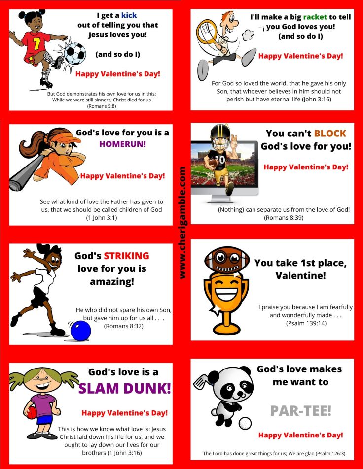 Sports Themed Valentines with Bible Verses – Cheri Gamble