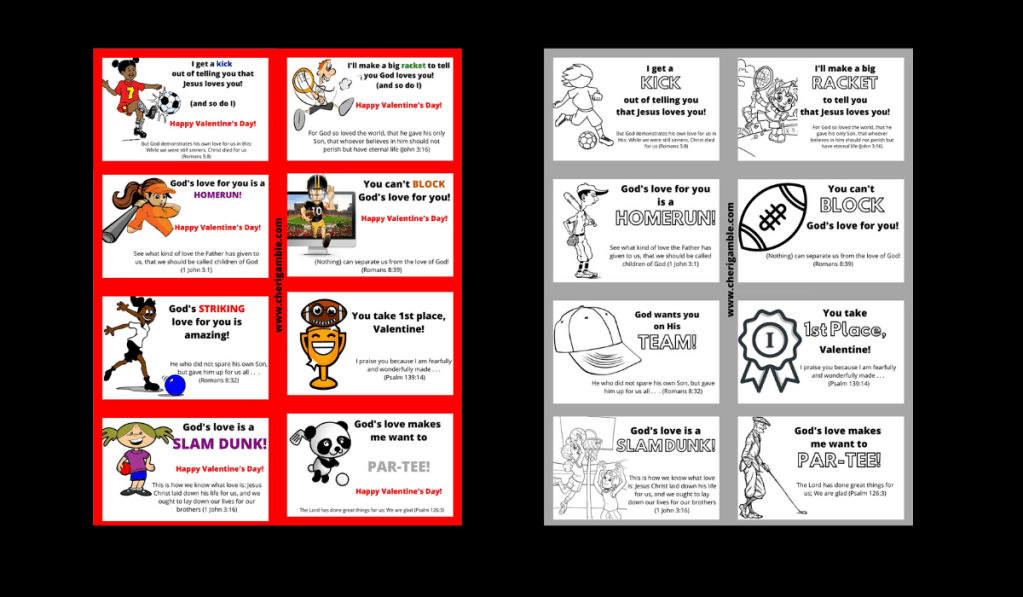 Sports Themed Valentines with Bible Verses – Cheri Gamble