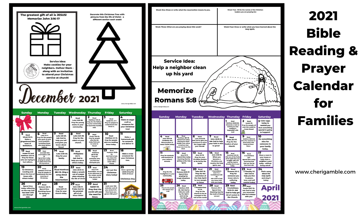 2021 Bible Reading & Prayer Calendar for Families – Cheri Gamble