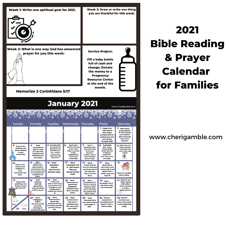 2021 Bible Reading & Prayer Calendar for Families – Cheri Gamble